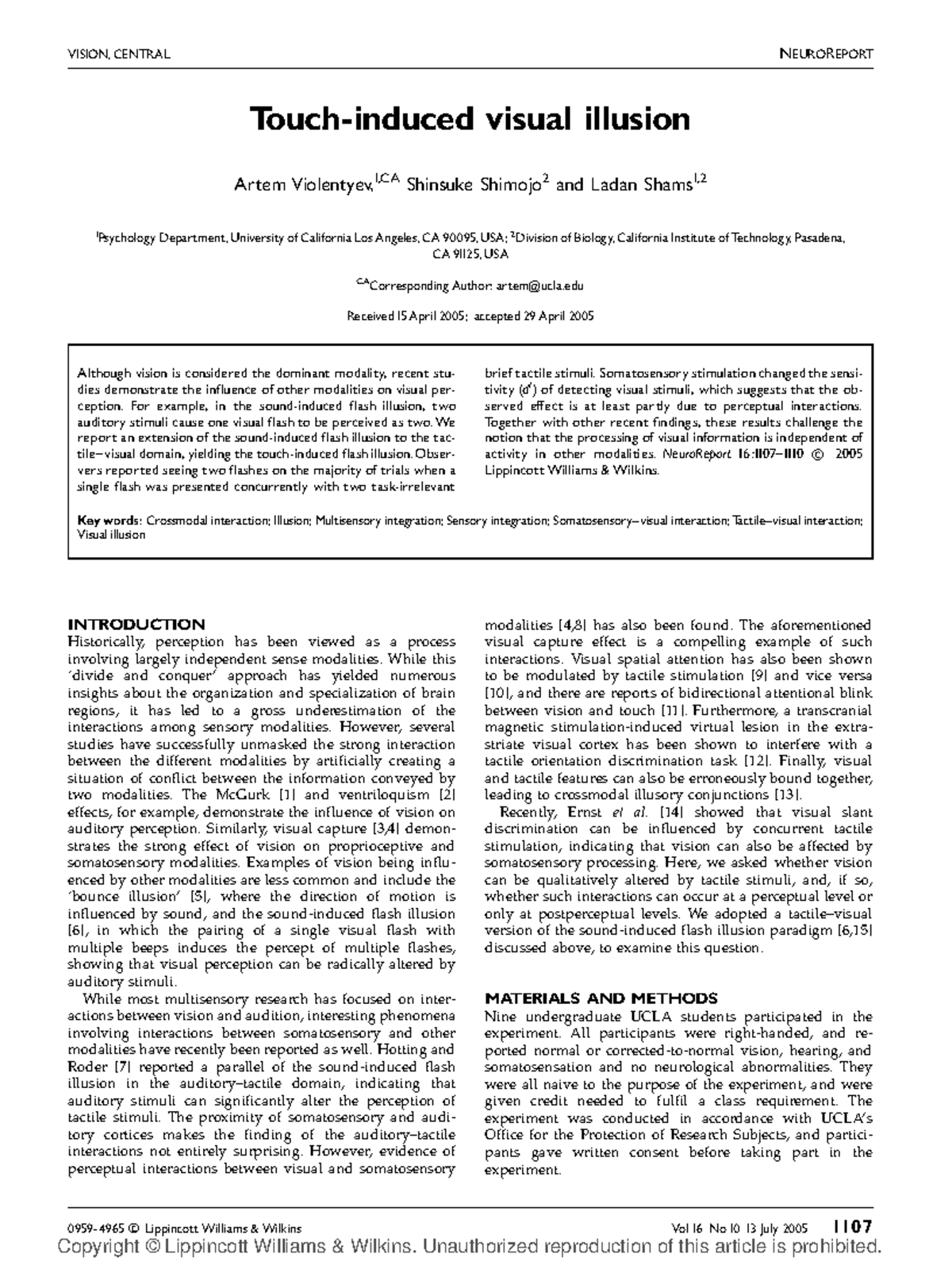 Articolo Scient. Psi Gen - Touch-induced visual illusion Artem ...