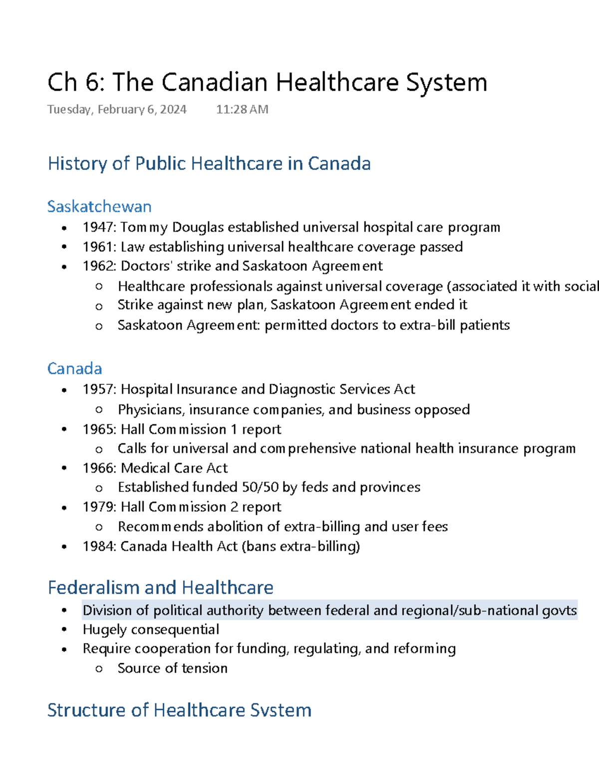 Ch 6 The Canadian Healthcare System - History of Public Healthcare in ...