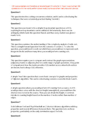 FIT2004 2023 Sem 1 - Past Year Feedback - 2023 Semester One (June 2023) Examination Period ...