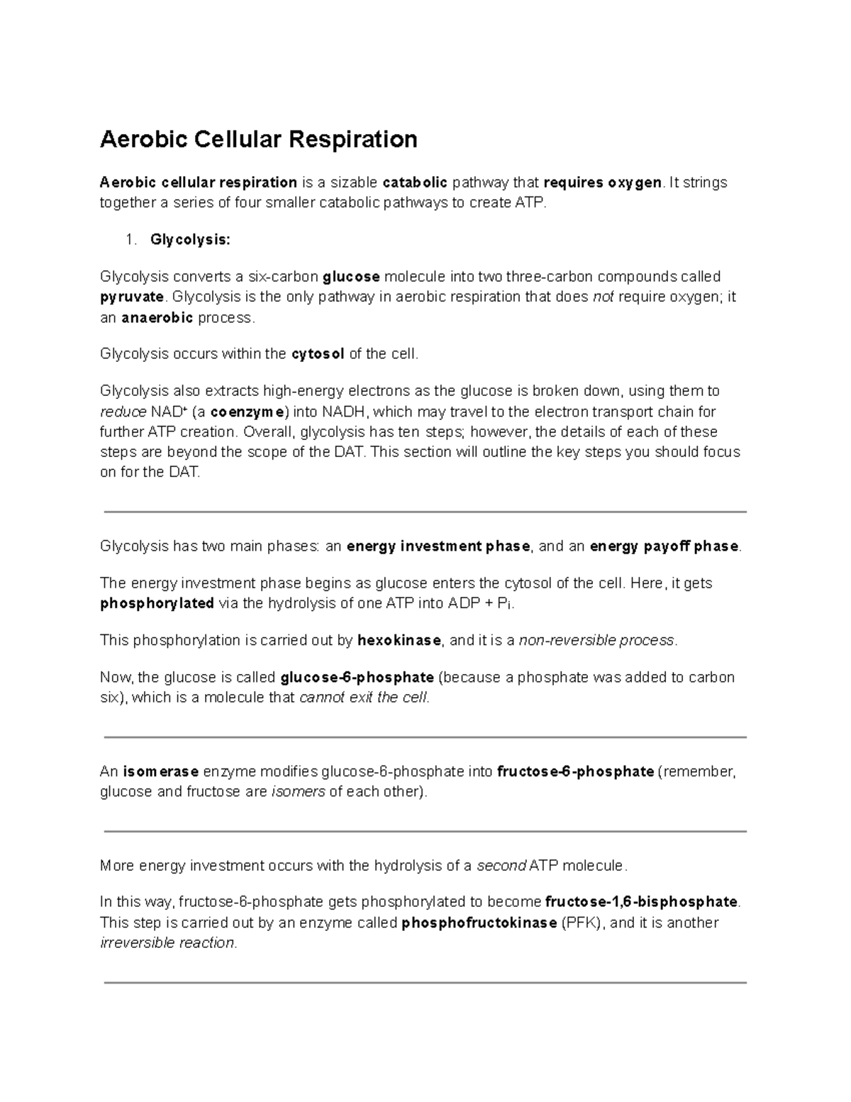 Aerobic Cellular Respiration - Aerobic Cellular Respiration Aerobic ...
