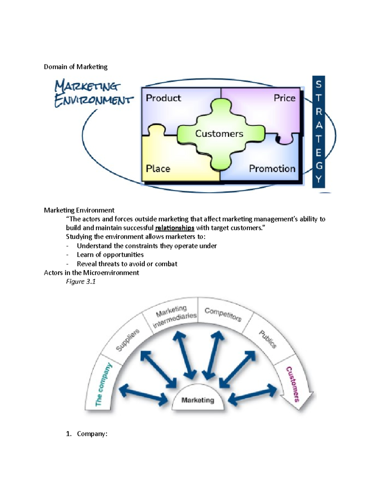Marketing Environment Notes - Domain of Marketing Marketing Environment ...