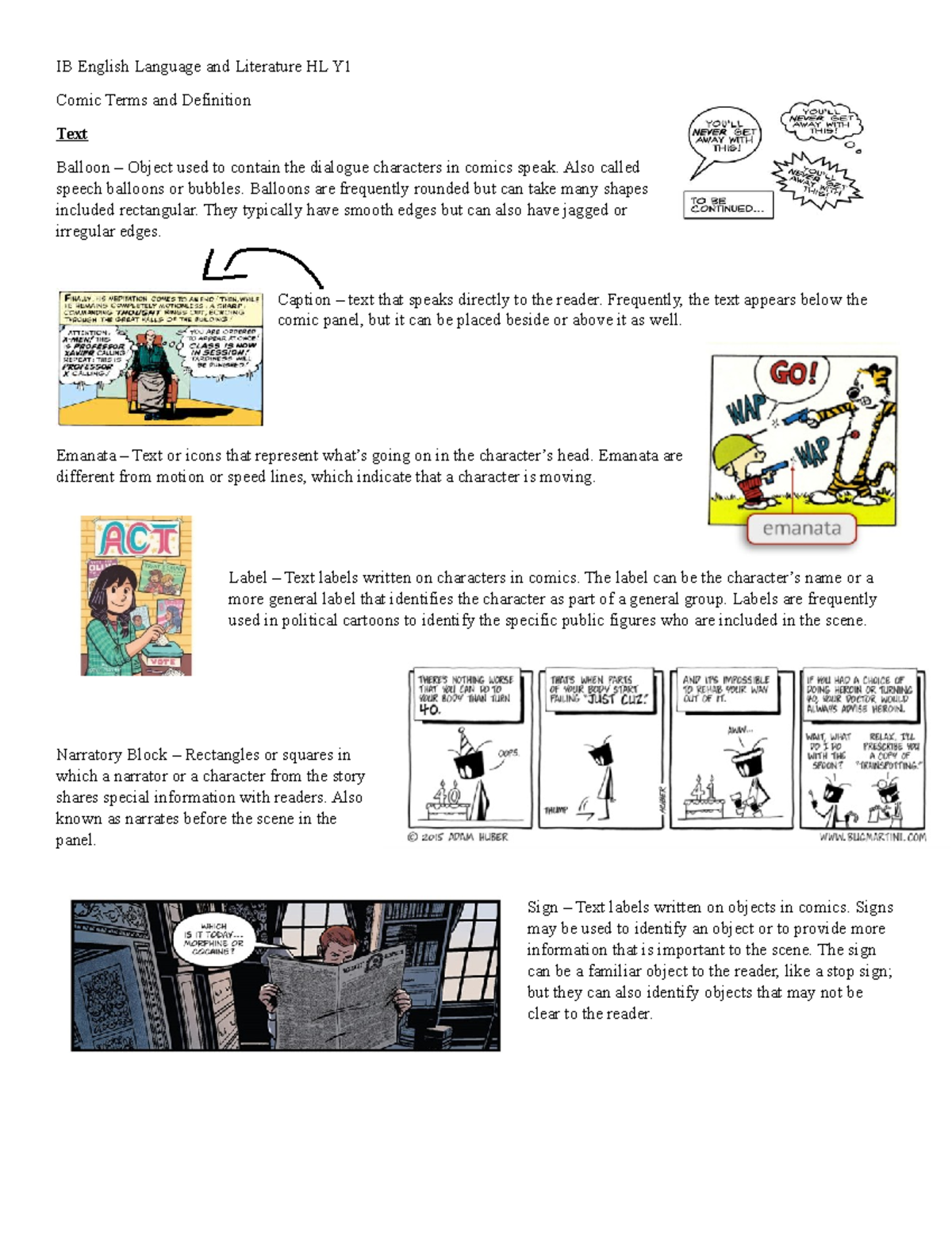 Graphic novel vocabulary - IB English Language and Literature HL Y ...