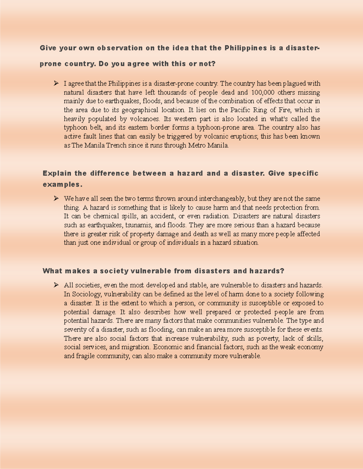 Give your own observation on the idea that the Philippines is a ...