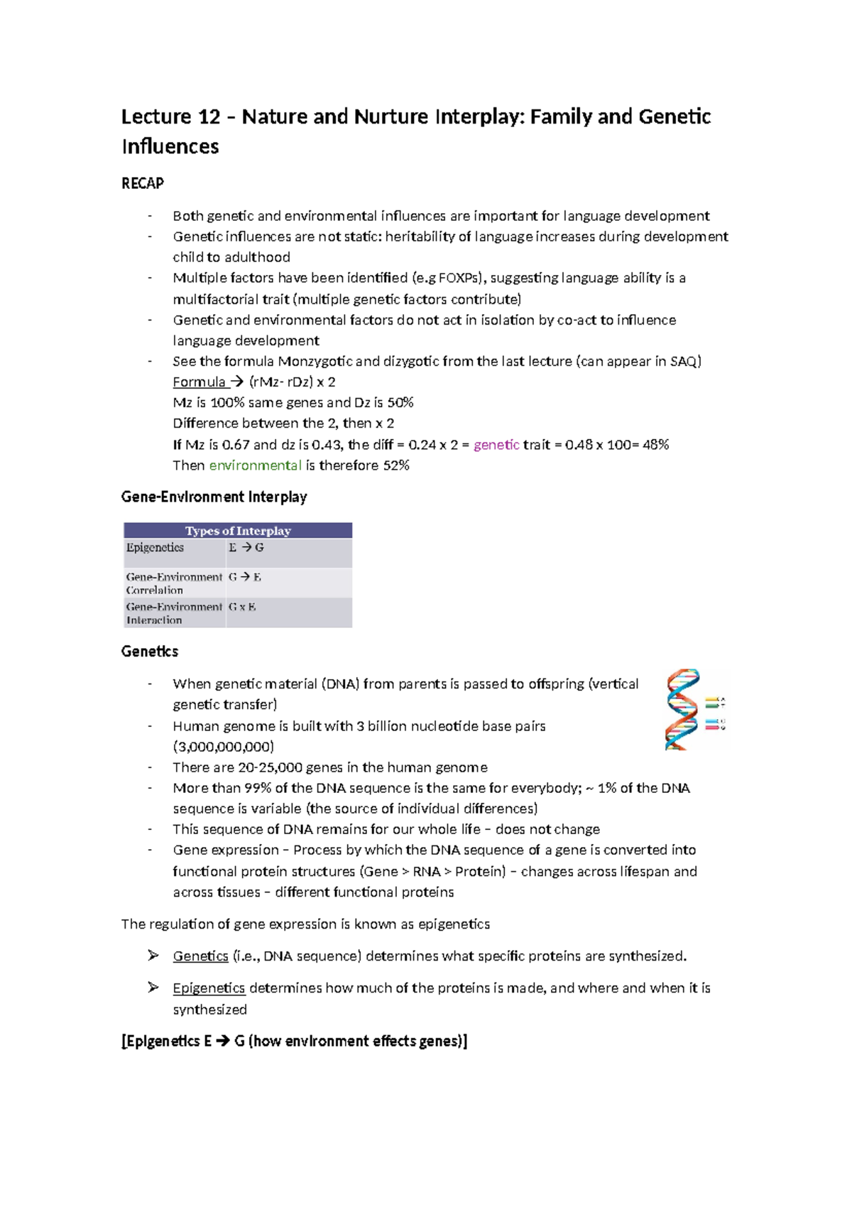 Lecture 12 - Nature and Nurture interplay family and genetic influences ...
