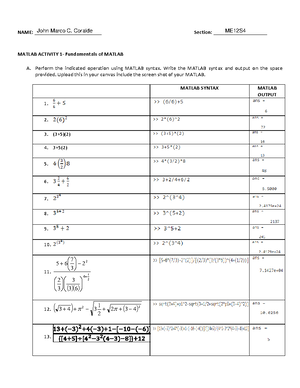 Assignment 5.1- Vectors Space - Linear Algebra With Matlab - Studocu