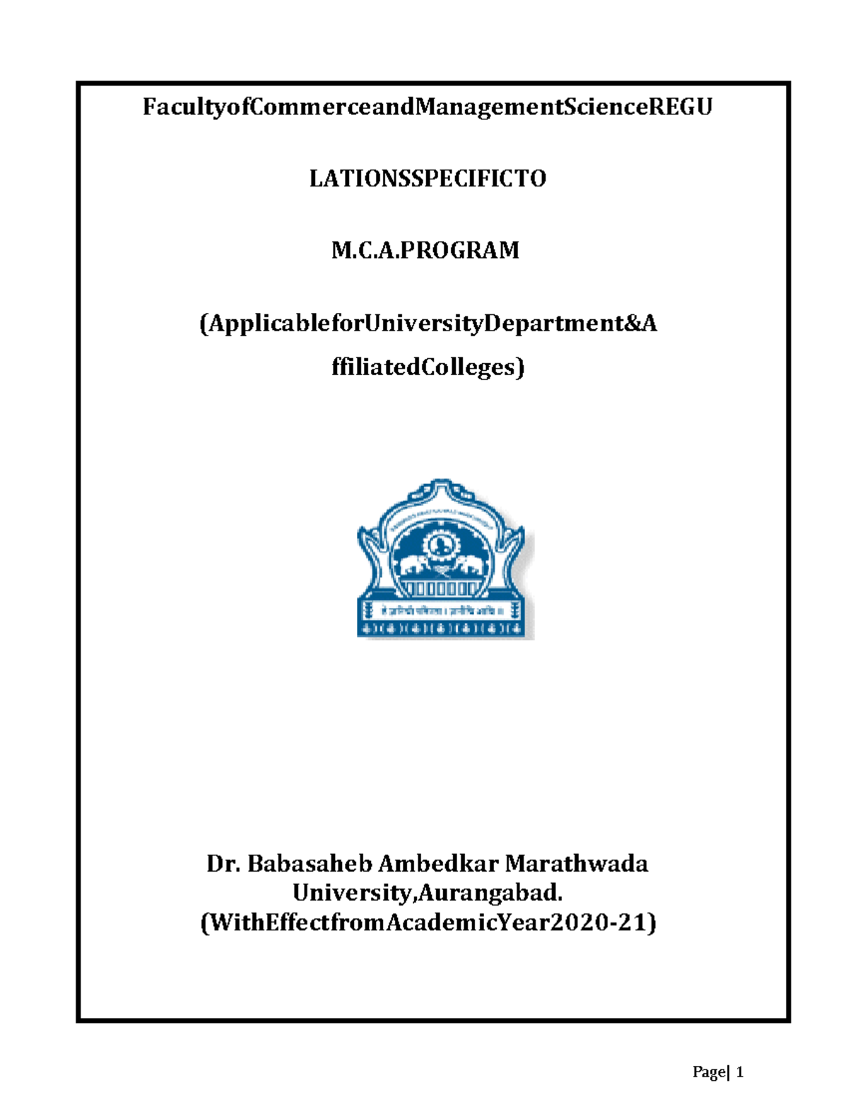 Final MCA Structure & Syllabus ...