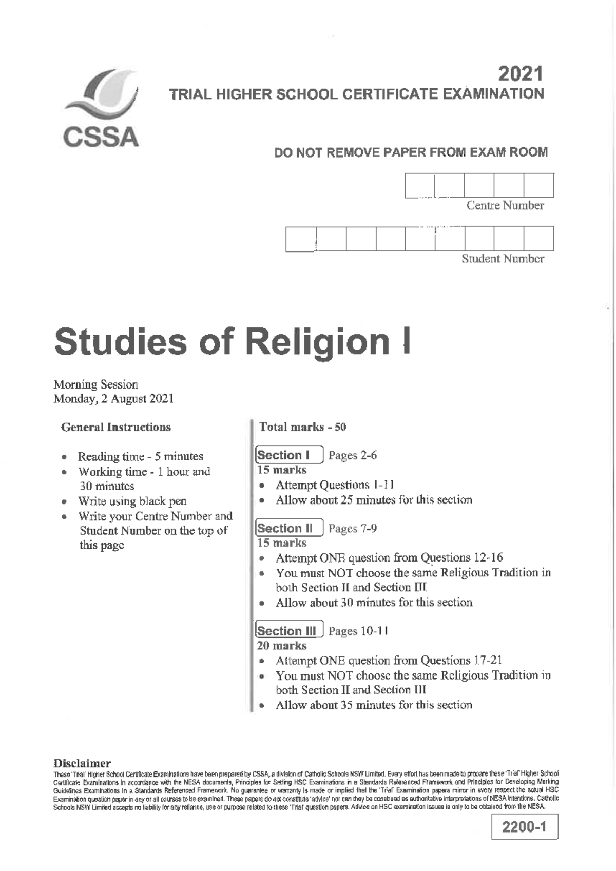 2021 HSC Studies of Religion I - BM2023 - Studocu