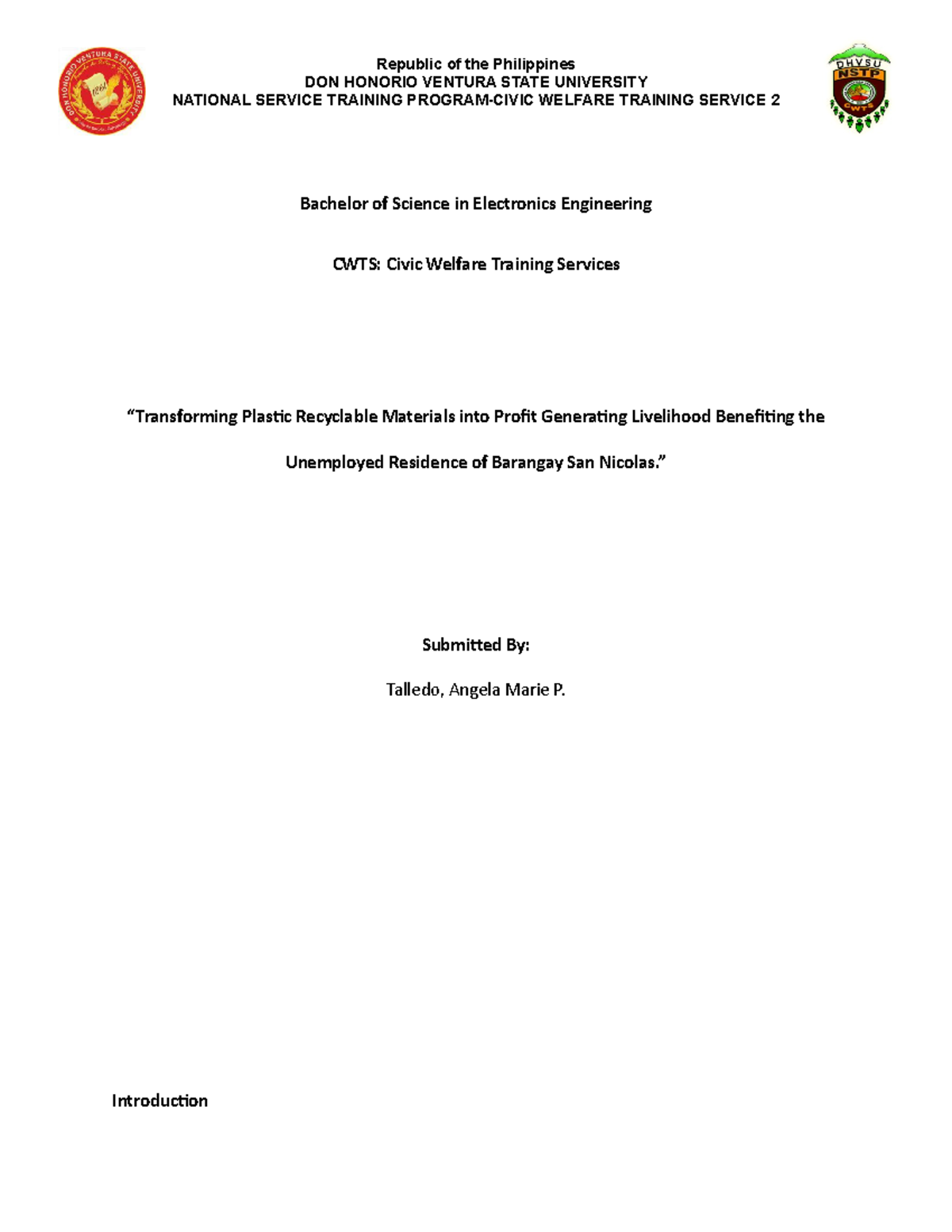 CWTS 2- Activity 2 - DON HONORIO VENTURA STATE UNIVERSITY NATIONAL ...