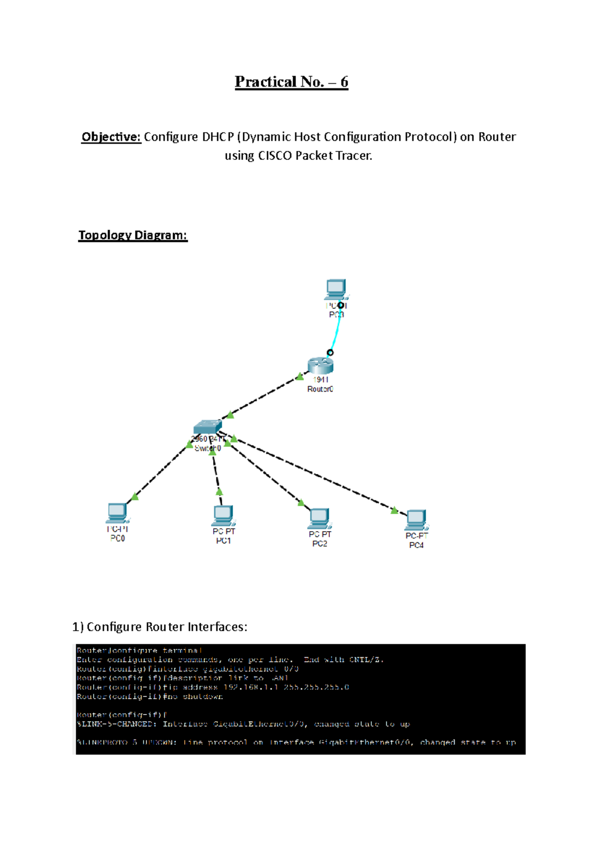 CN6&7 - Fir - Computer Network - Practical No. – 6 Objective: Configure DHCP (Dynamic Host - Studocu