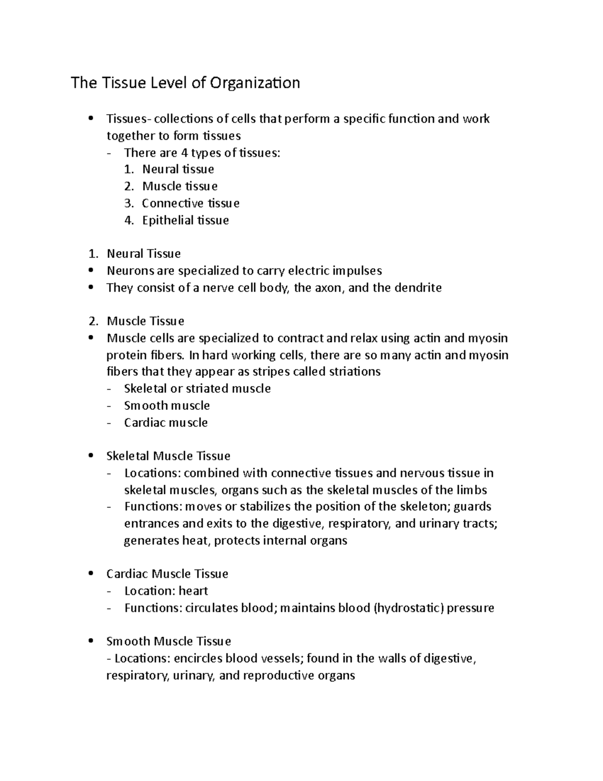 Tissues - Lecture notes about the tissue in the human body - The Tissue ...