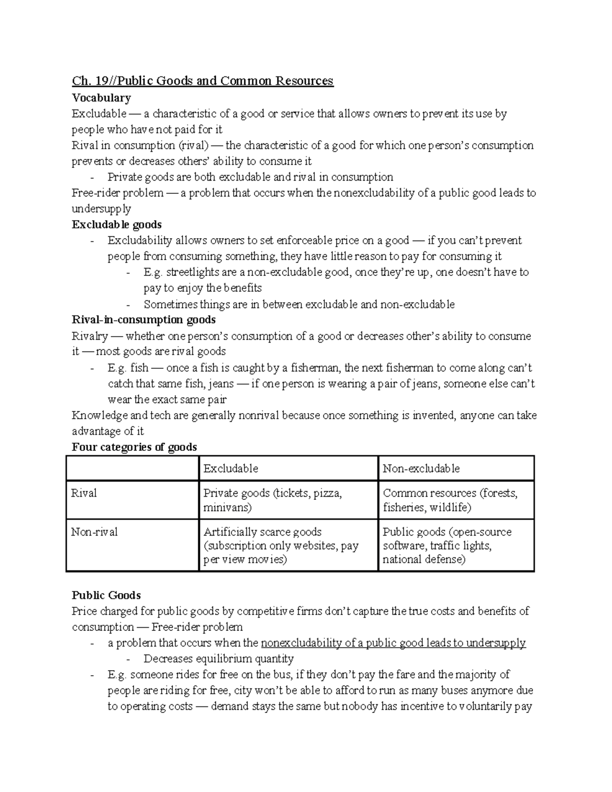 Econ lecture 7 Ch. 19 - Professor Erin Moody - Ch. 19//Public Goods and ...
