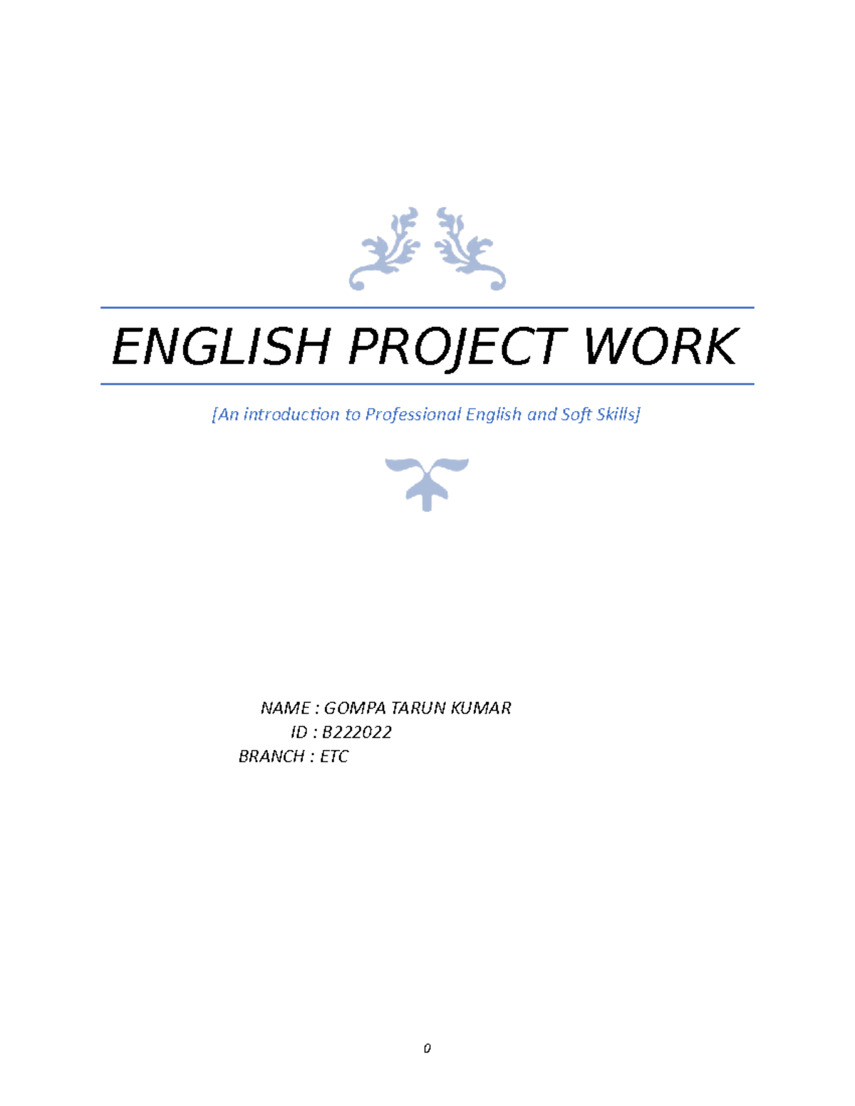 Tarun eng project - wbhwk - ENGLISH PROJECT WORK [An introduction to ...