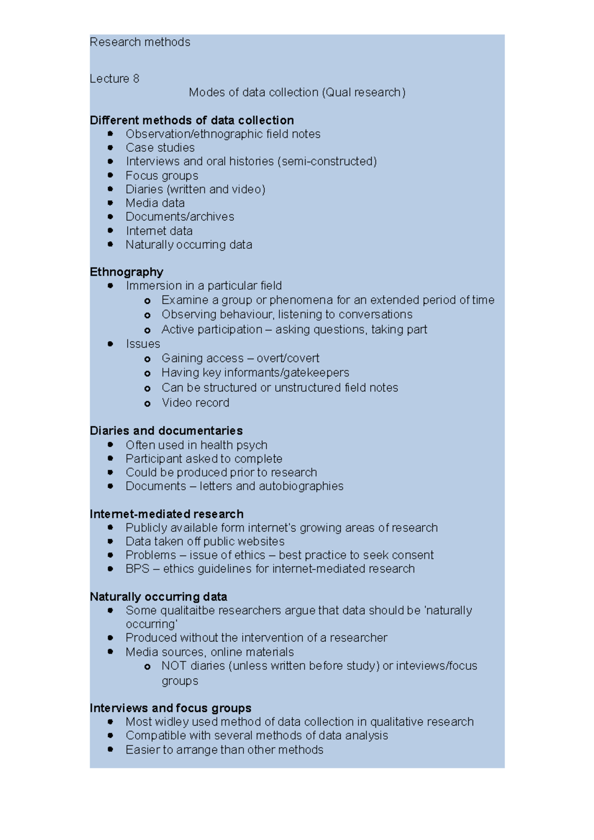 Data collection - Studocu