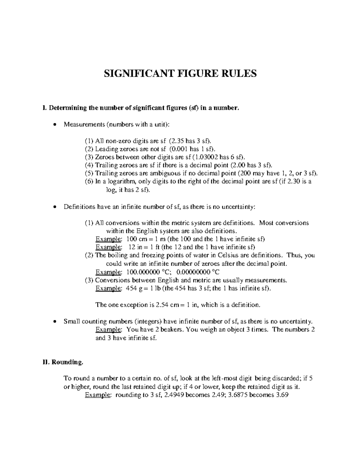 Significant Figure Rules - SIGNIFICANT FIGURE RULES I. Determining the ...