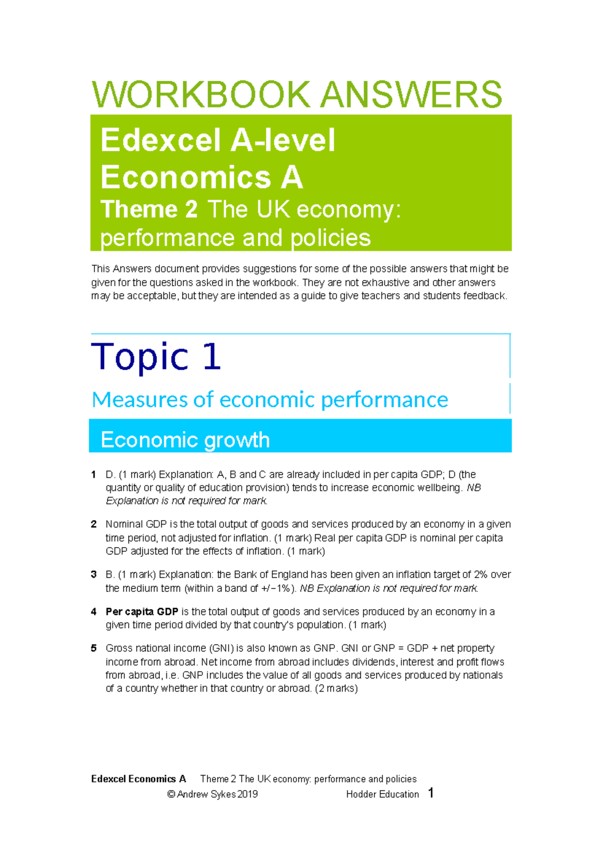 Economics Edexcel-Theme 2-Workbook-Answers 1 - WORKBOOK ANSWERS Edexcel ...