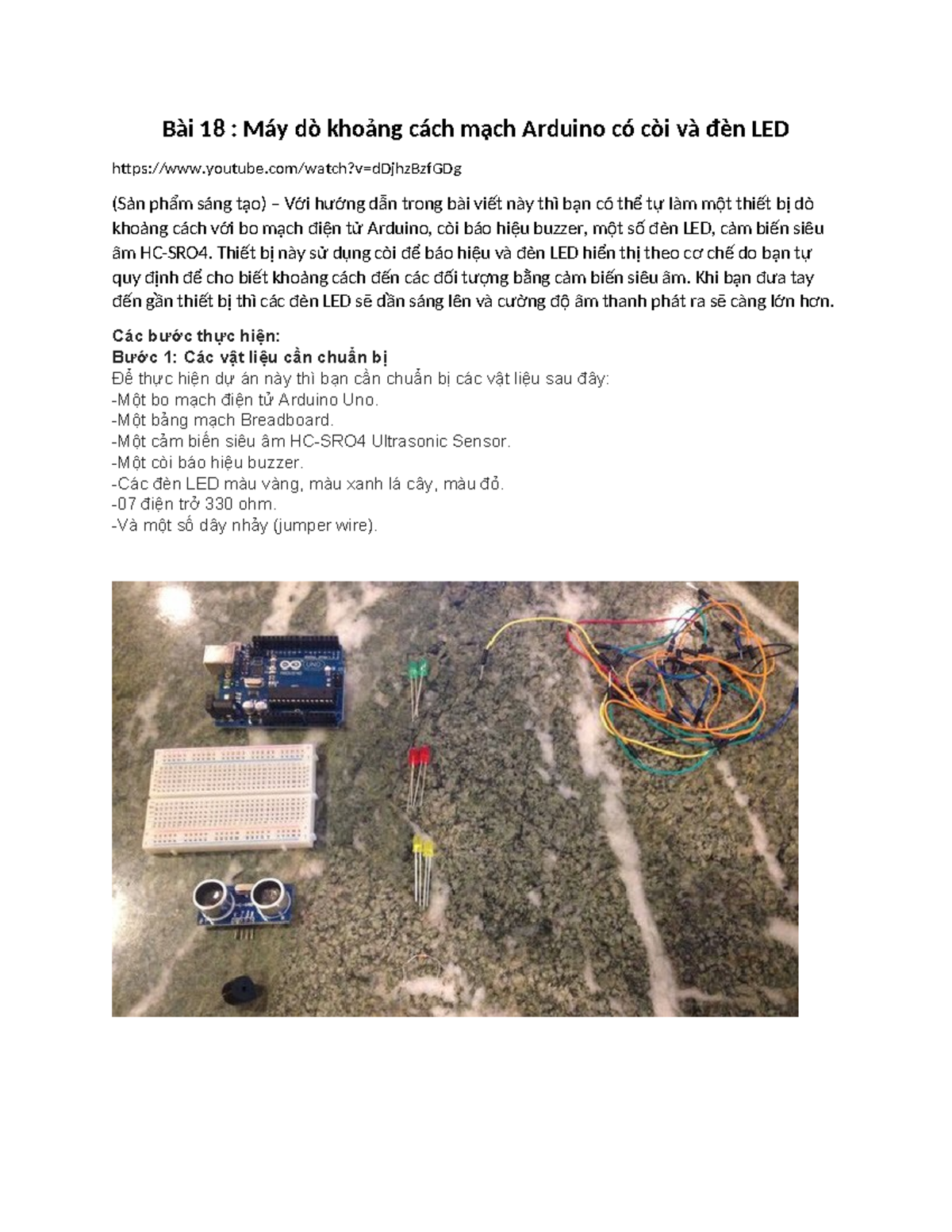 18. HC-SRO4 Ultrasonic Sensor - Bài 18 : Máy dò khoảng cách mạch ...