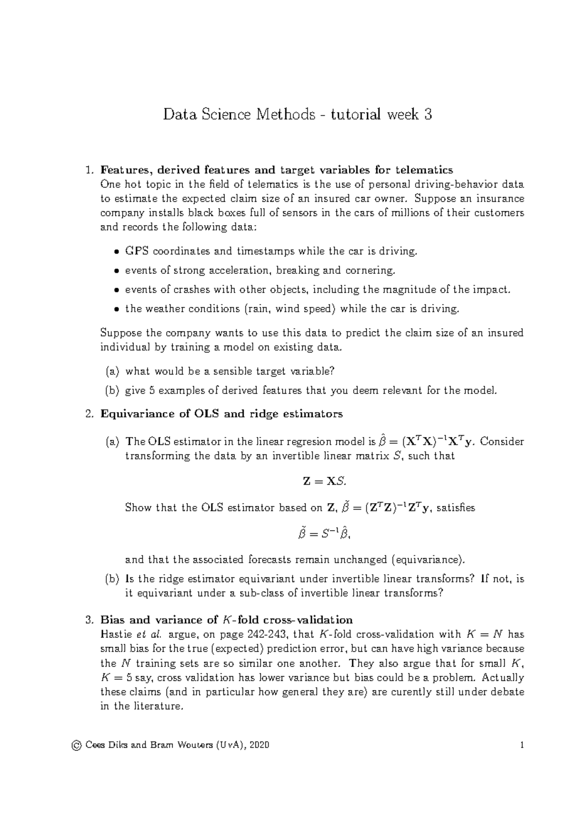 DSM tutorial week3 - Data Science Methods - tutorial week 3 Features ...