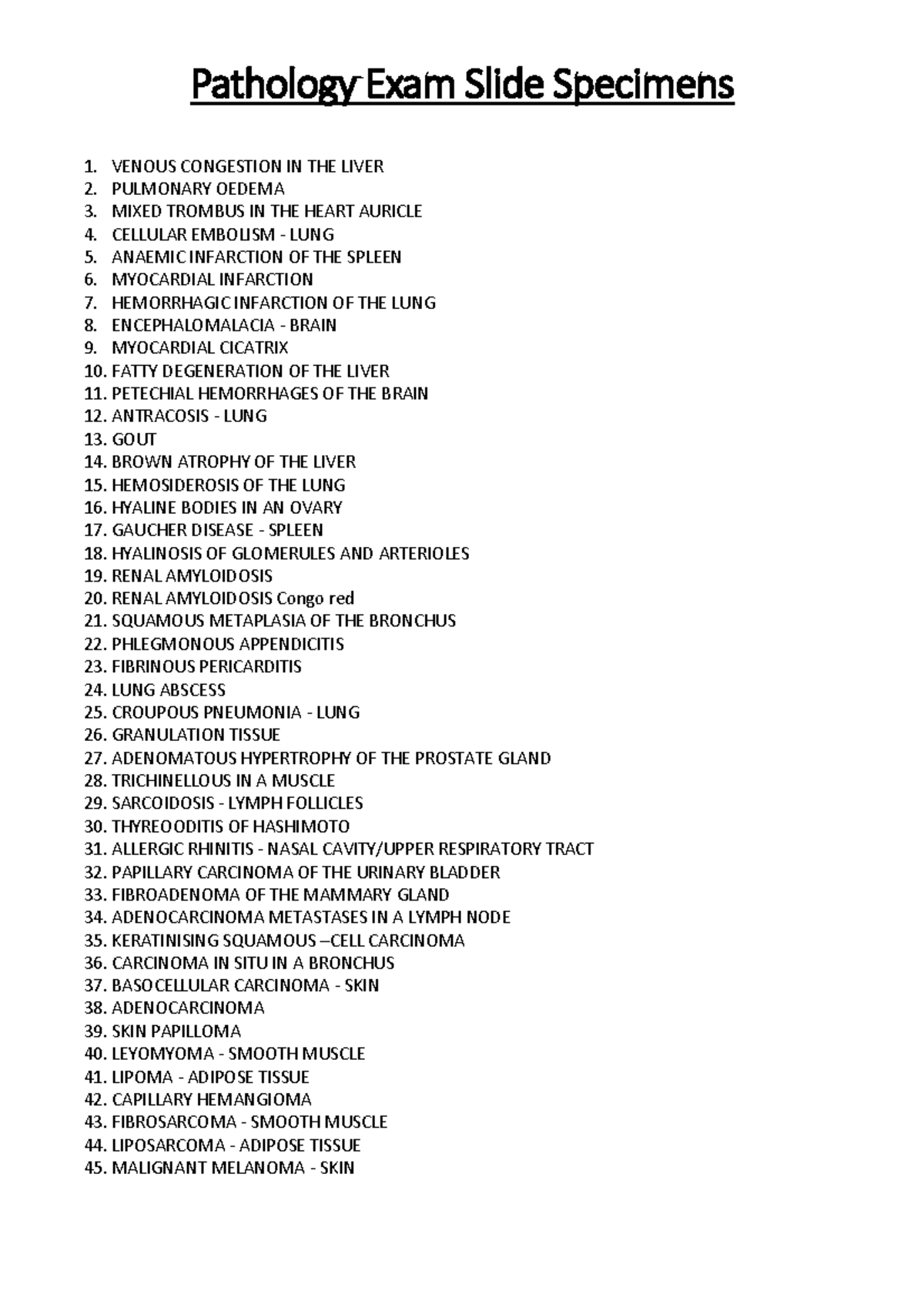 General Pathology Examination Slides - Pathology Exam Slide Specimens 1 ...