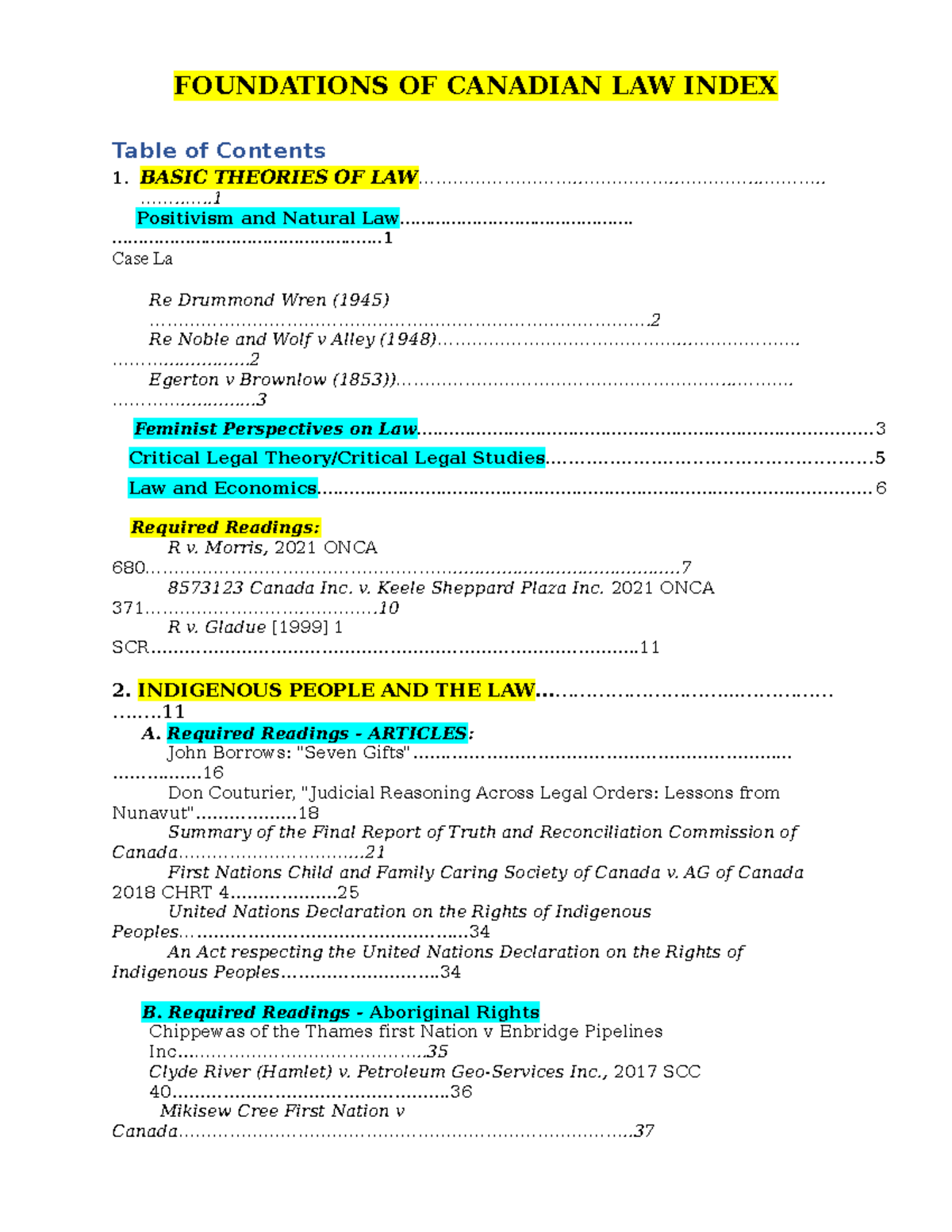 2. Table of Contents for Foundations main notes - FOUNDATIONS OF ...