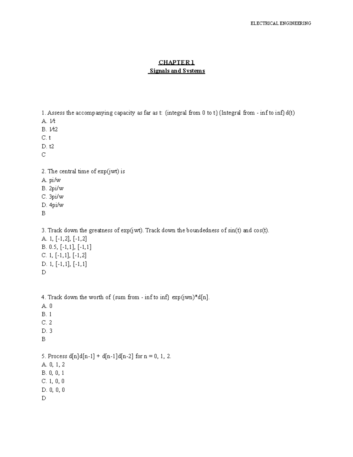 Chapter 1 Signals and Systems - CHAPTER 1 Signals and Systems Assess ...