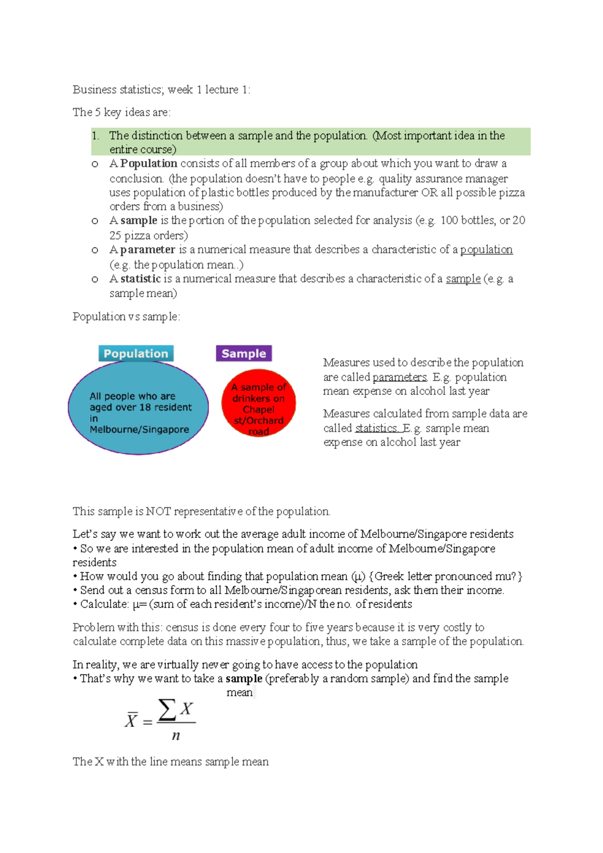 Business statistics - inferential statistics - Business statistics; week 1 lecture 1: The 5 key ...