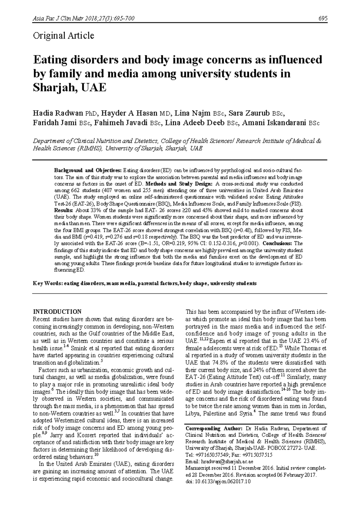 Eating disorders and body image concerns as influenced by family and ...