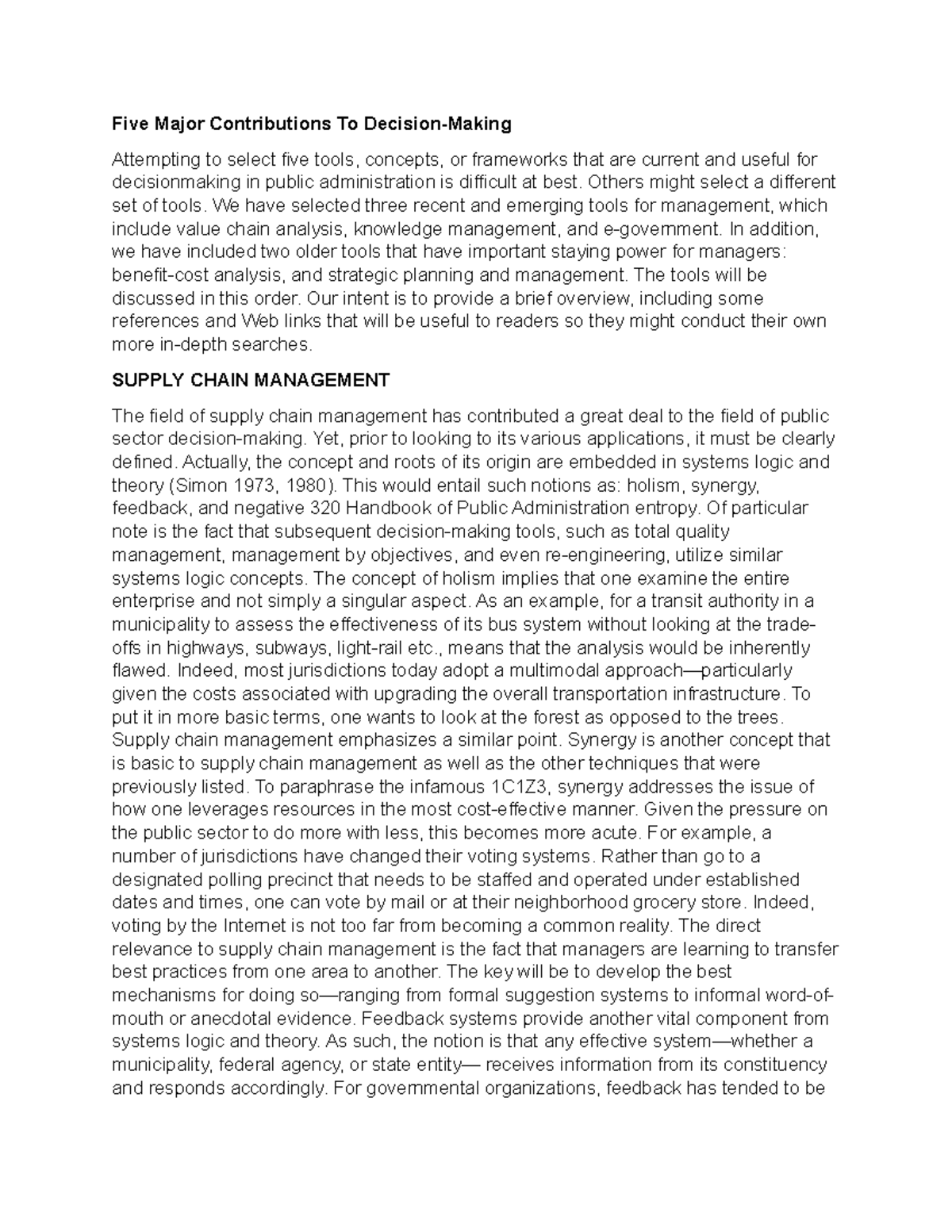 Five Major Contributions To Decision - Five Major Contributions To ...