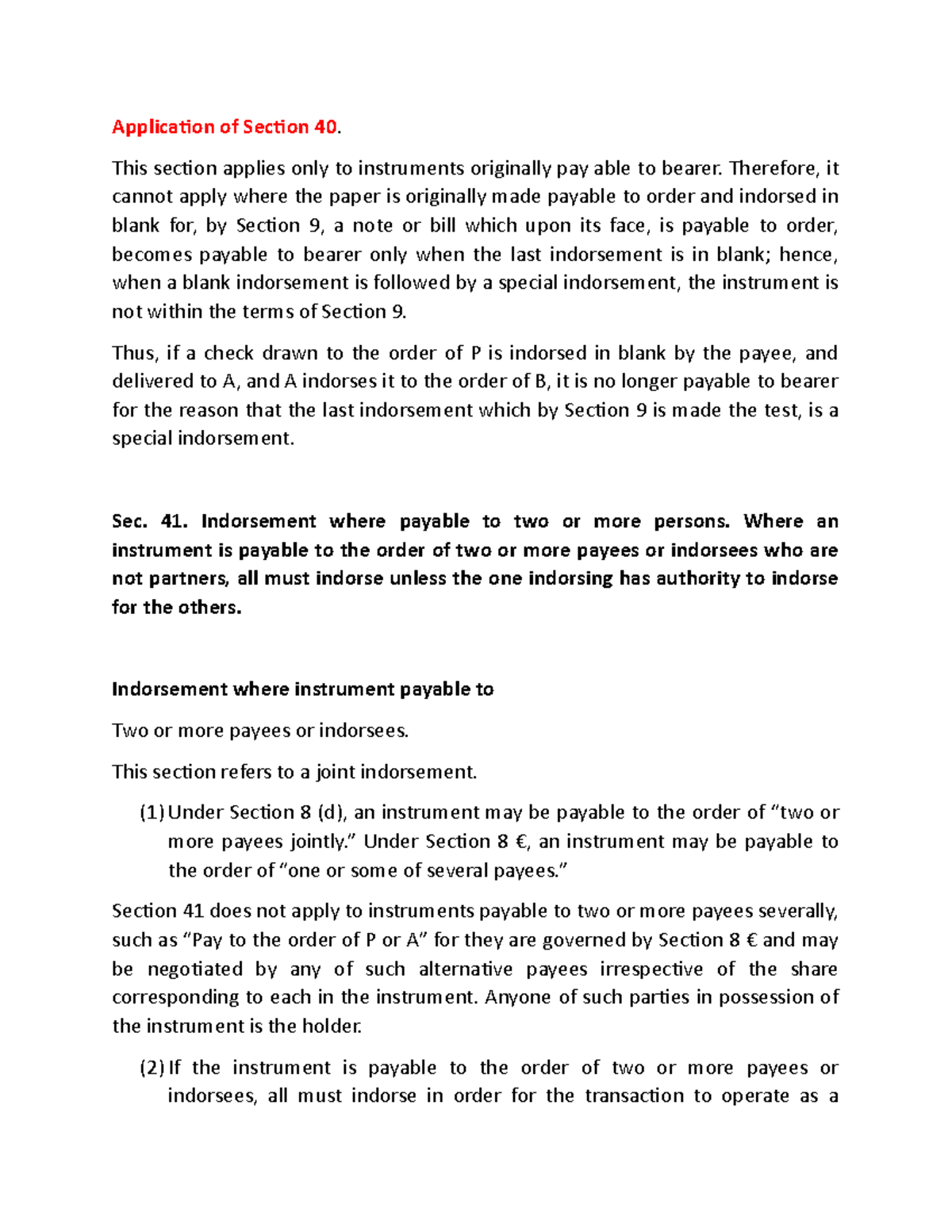 Application of Section 40 - This section applies only to instruments ...