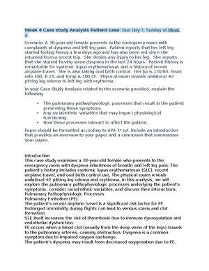 Case Study 1 Patho - Initial Post for Week 1 Discussion Patient for the ...