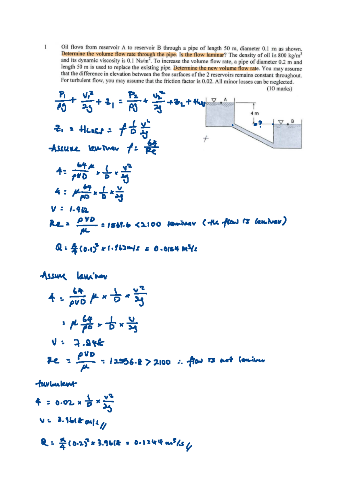 Fluid Mechanics CA2 practice - MA3006 - NTU - Studocu