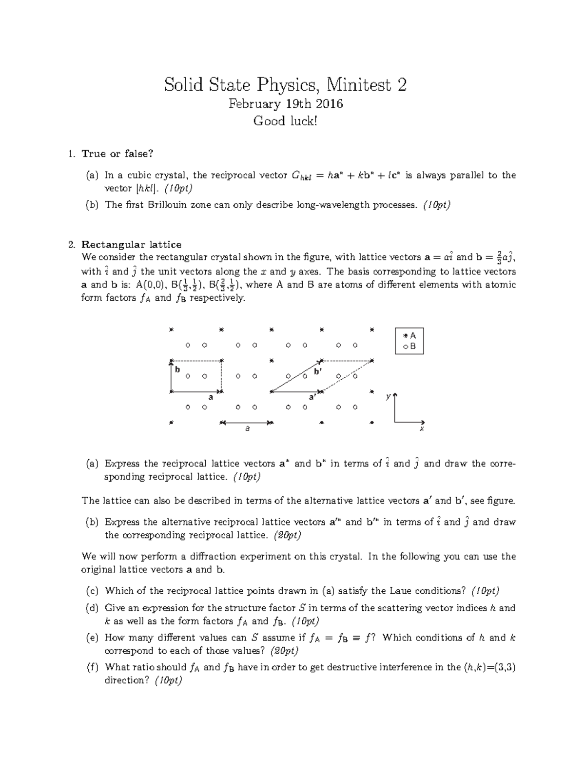 Exam 19 February 2016, questions and answers - Solid State Physics ...