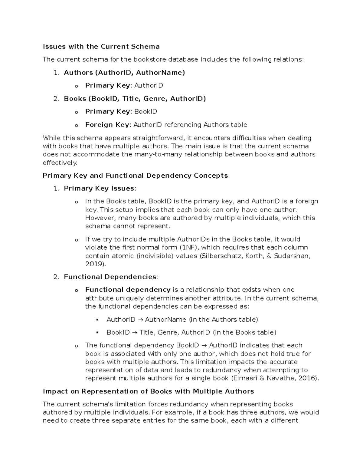 Discussion Forum Unit 3 - Issues with the Current Schema The current ...