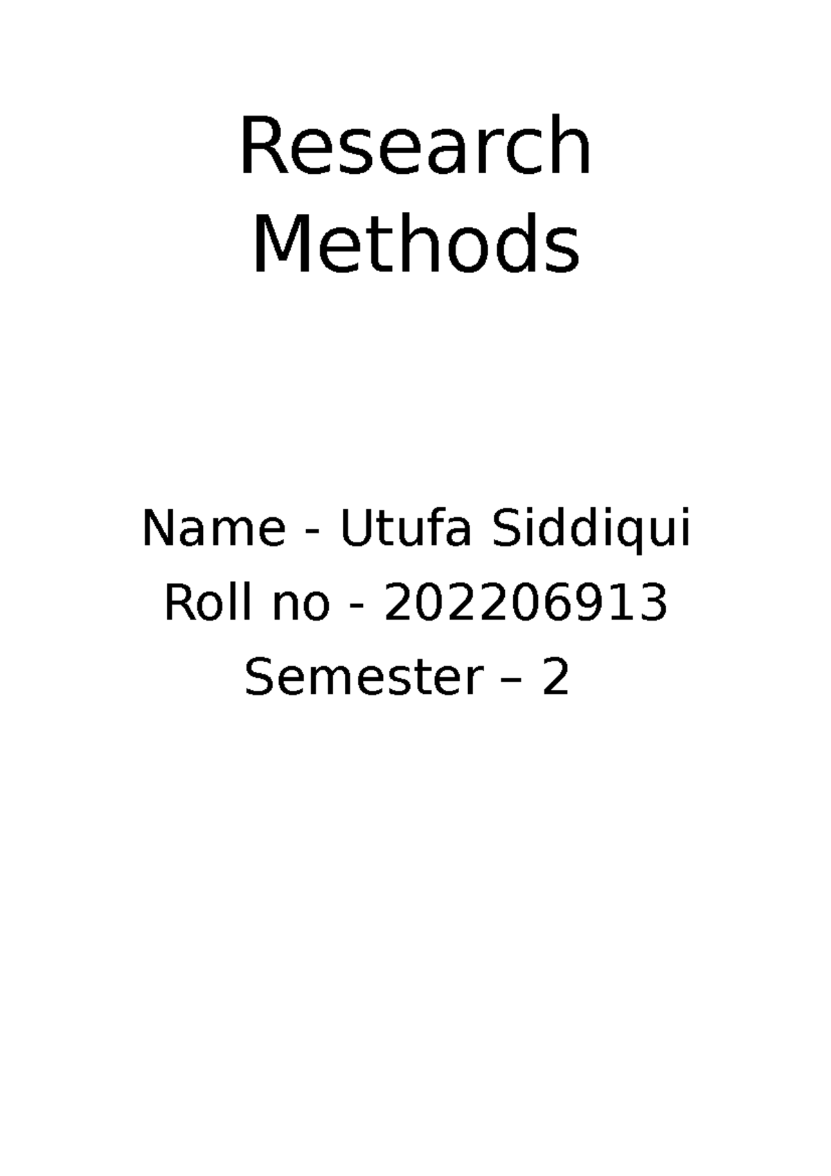 Research methods ass - I've made an assignment on one of my ...