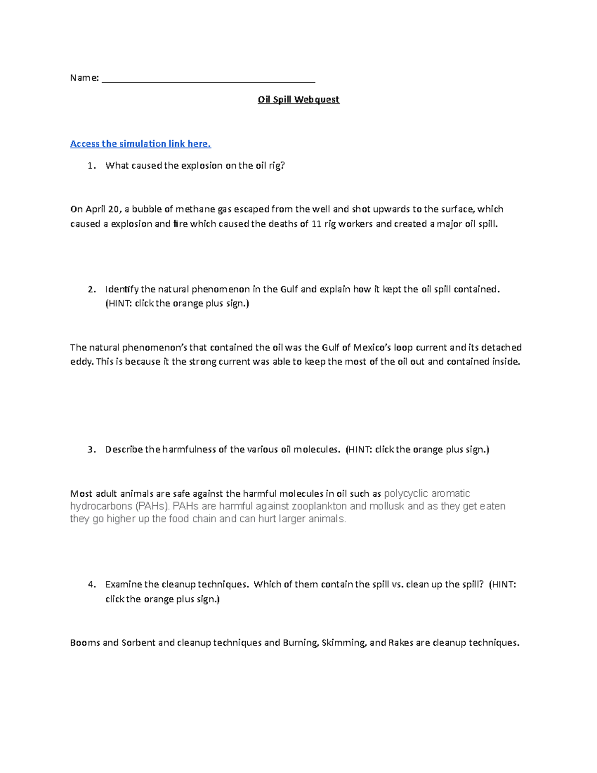 Oil Spill Webquest Name Oil oil-spill-webquest-name-oil