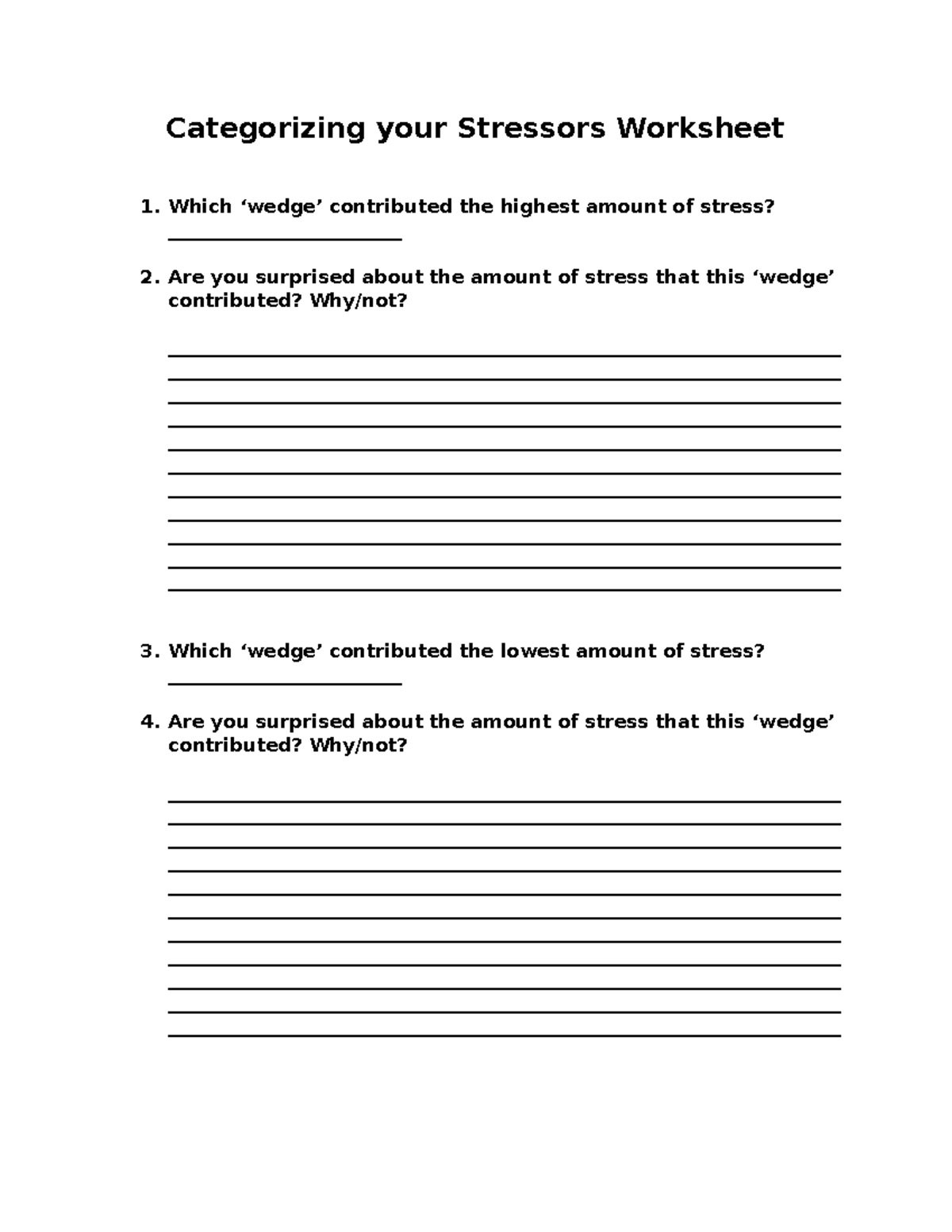 Comparing Stressors to the Wellness Wheel - Categorizing your Stressors ...