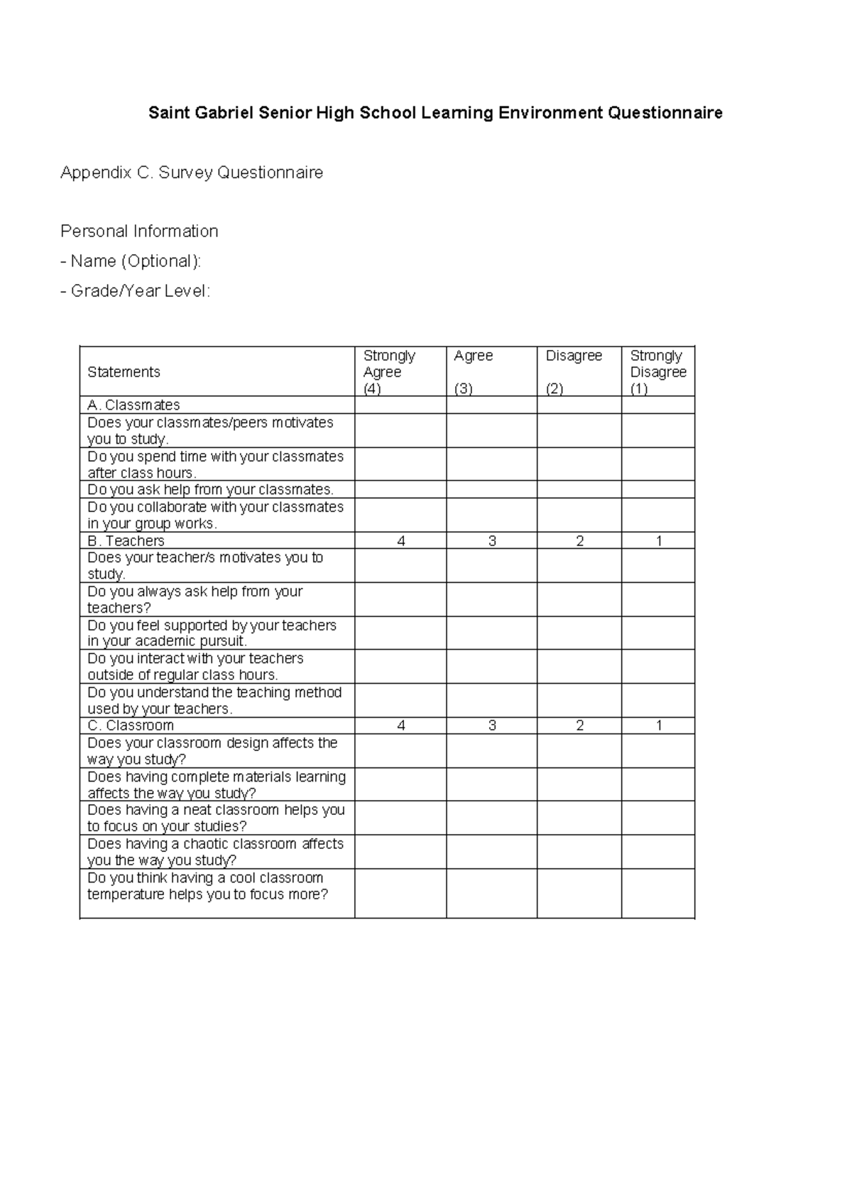 Statements - Saint Gabriel Senior High School Learning Environment ...