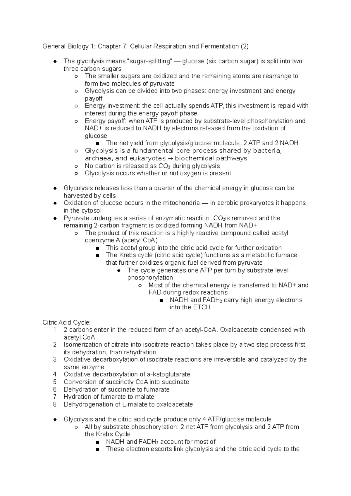 General Biology 1 Ch. 7 Cellular Respiration and Fermentation - General ...
