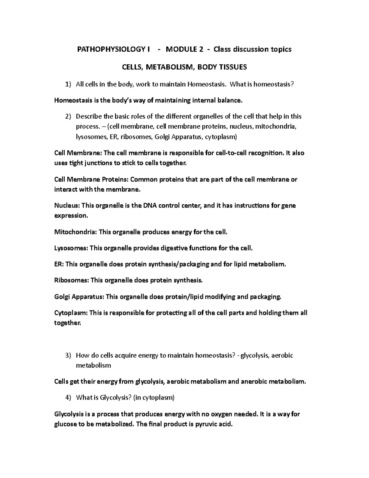Case Study 2-1 - PATHOPHYSIOLOGY I - MODULE 2 - Class discussion topics ...