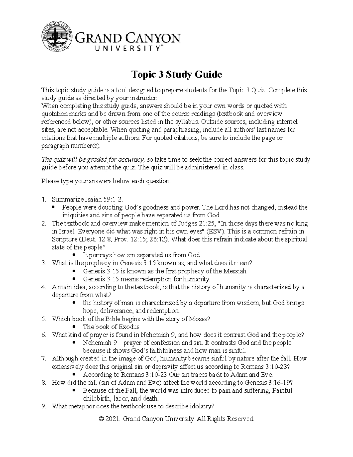 Topic 3 study guide cwv - Topic 3 Study Guide This topic study guide is ...