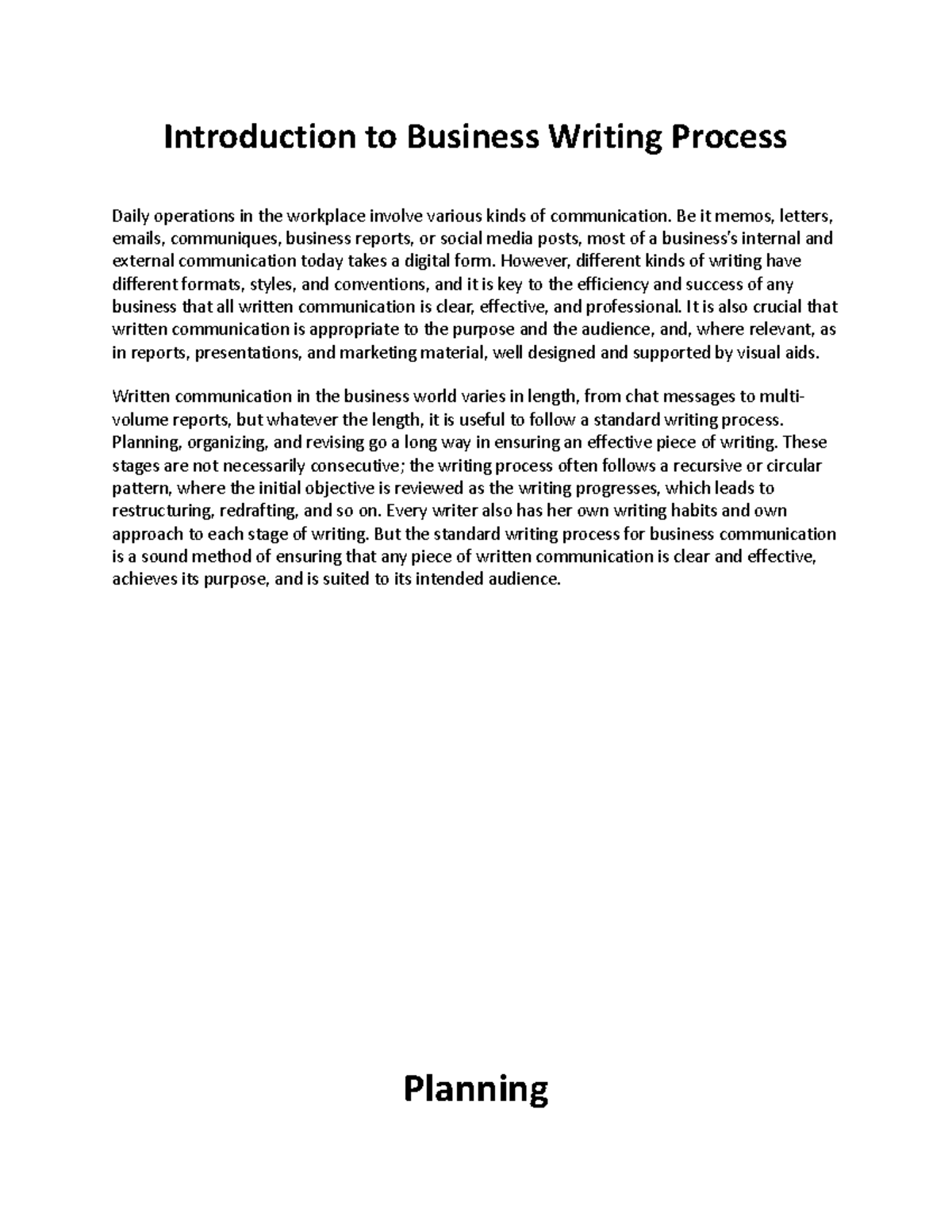 Business English - Introduction to Business Writing Process Daily ...