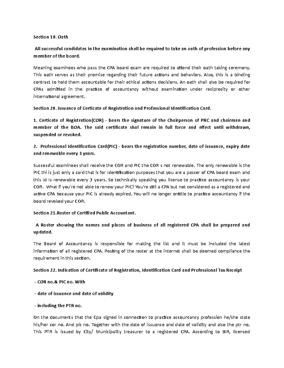 Section 19 Section 25 - Section 19. Oath All successful candidates in ...