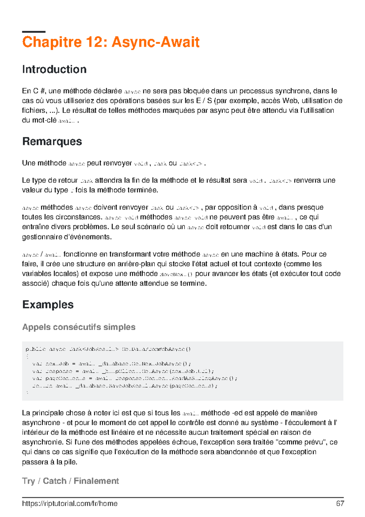 0758 apprenez le langage c 121 128 - Chapitre 12: Async-Await Introduction En C #, une méthode ...
