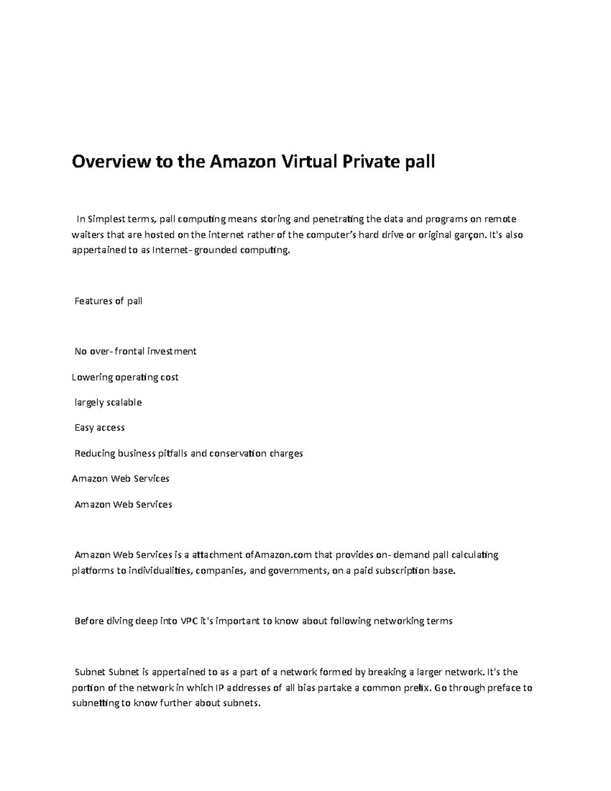 Overview to the Amazon Virtual Private pall - It's also appertained to ...