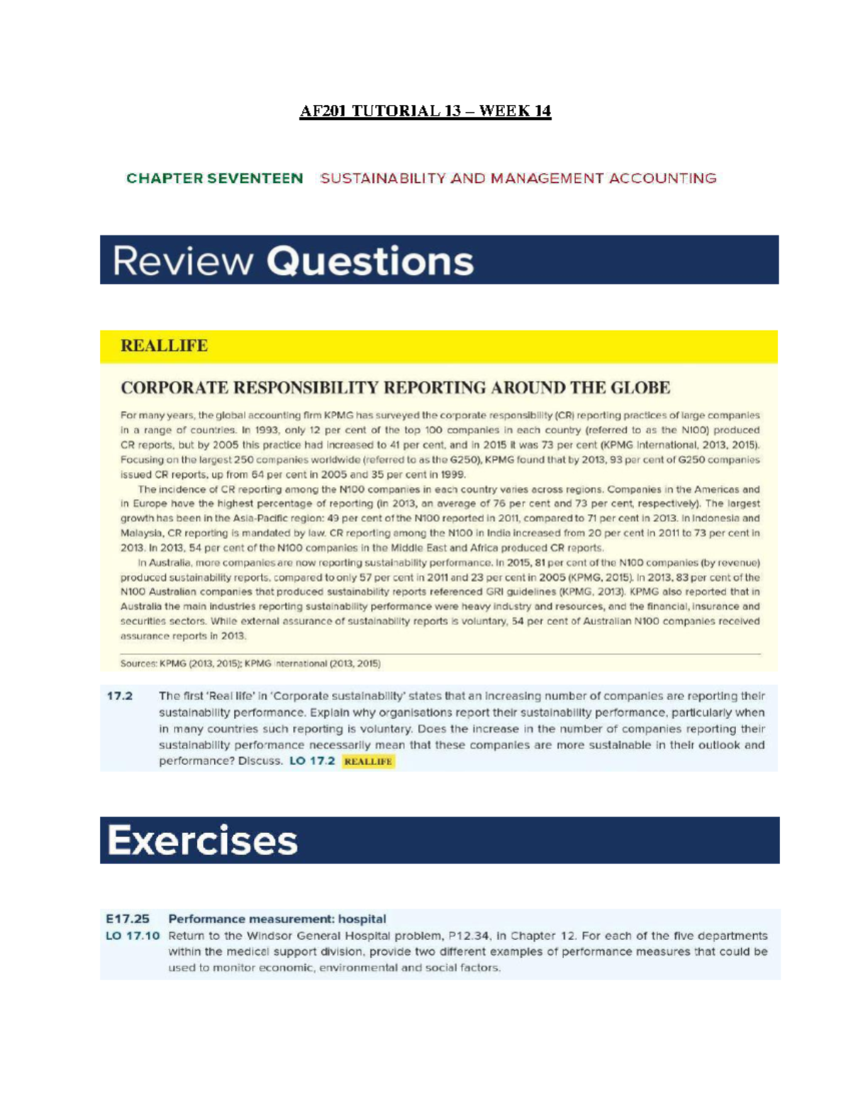 Tutorial Ques - Week 14 - Managerial Accounting - AF201 TUTORIAL 13 ...