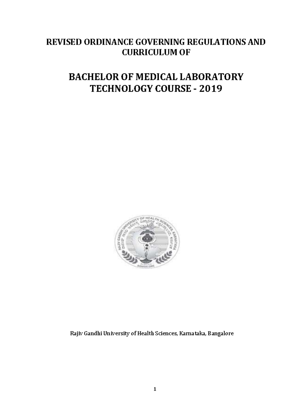 BSC MLT Syllabus 2020 September - REVISED ORDINANCE GOVERNING ...