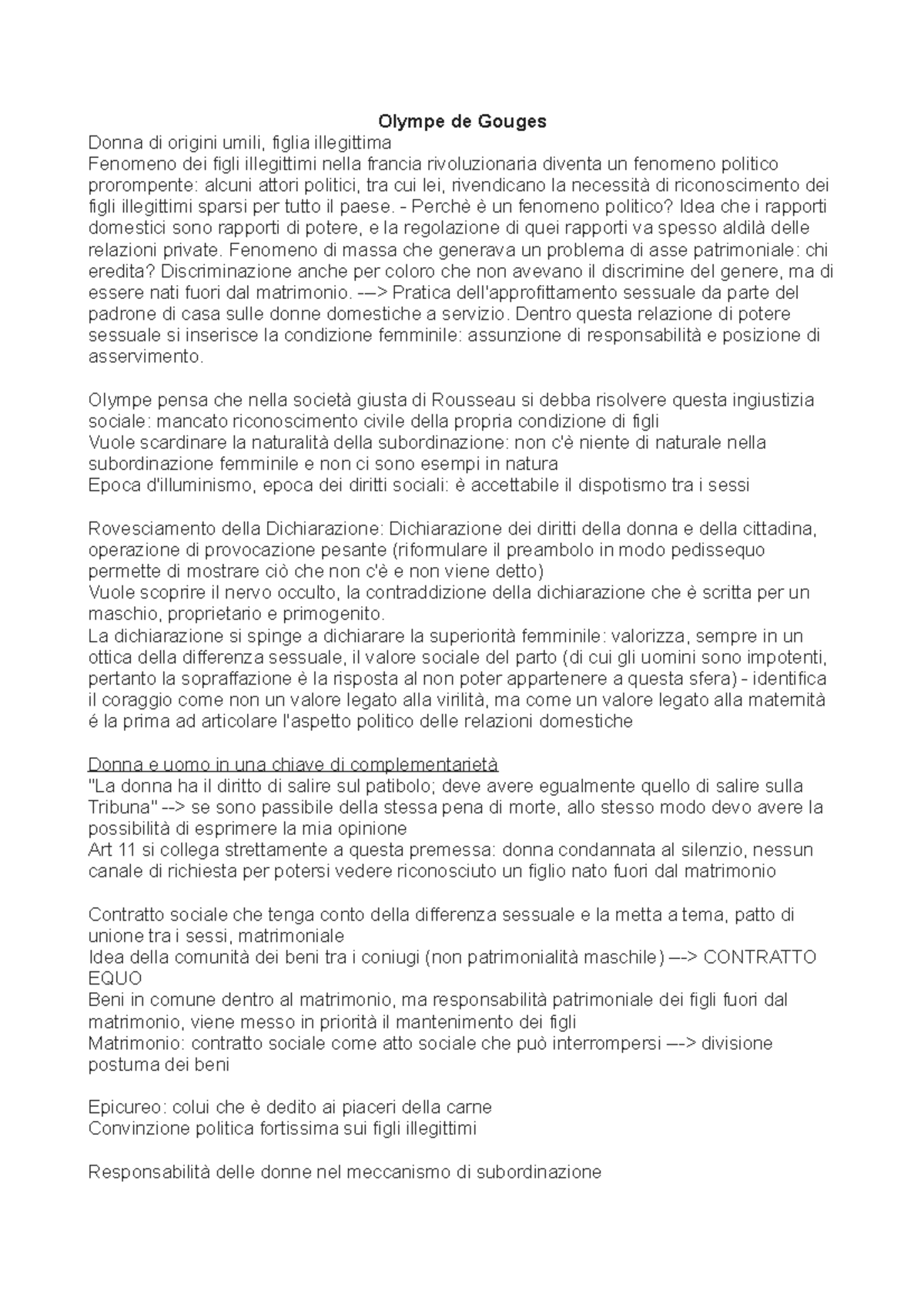 Femminismo - Olimpe De Gouges - Olympe de Gouges Donna di origini umili ...