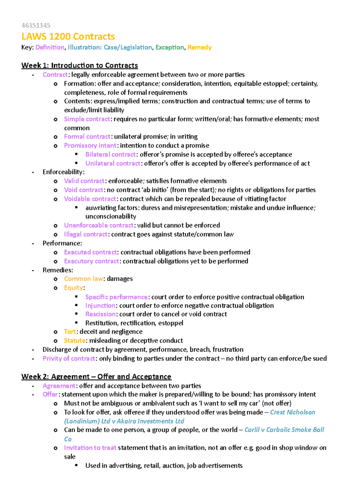 LAWS 1200 Contracts - yeet - LAWS 1200 Contracts Key: Definition ...