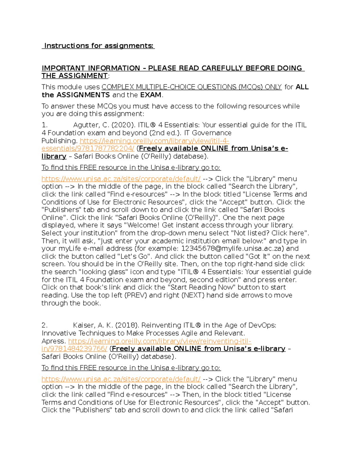 Assessment 3-1Jul2022 - Instructions for assignments: IMPORTANT INFORMATION – PLEASE READ ...