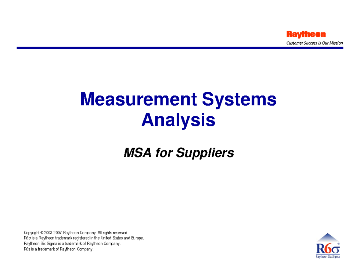 Msa pdf - Measurement System Analysis - Copyright © 2003-2007 Raytheon ...
