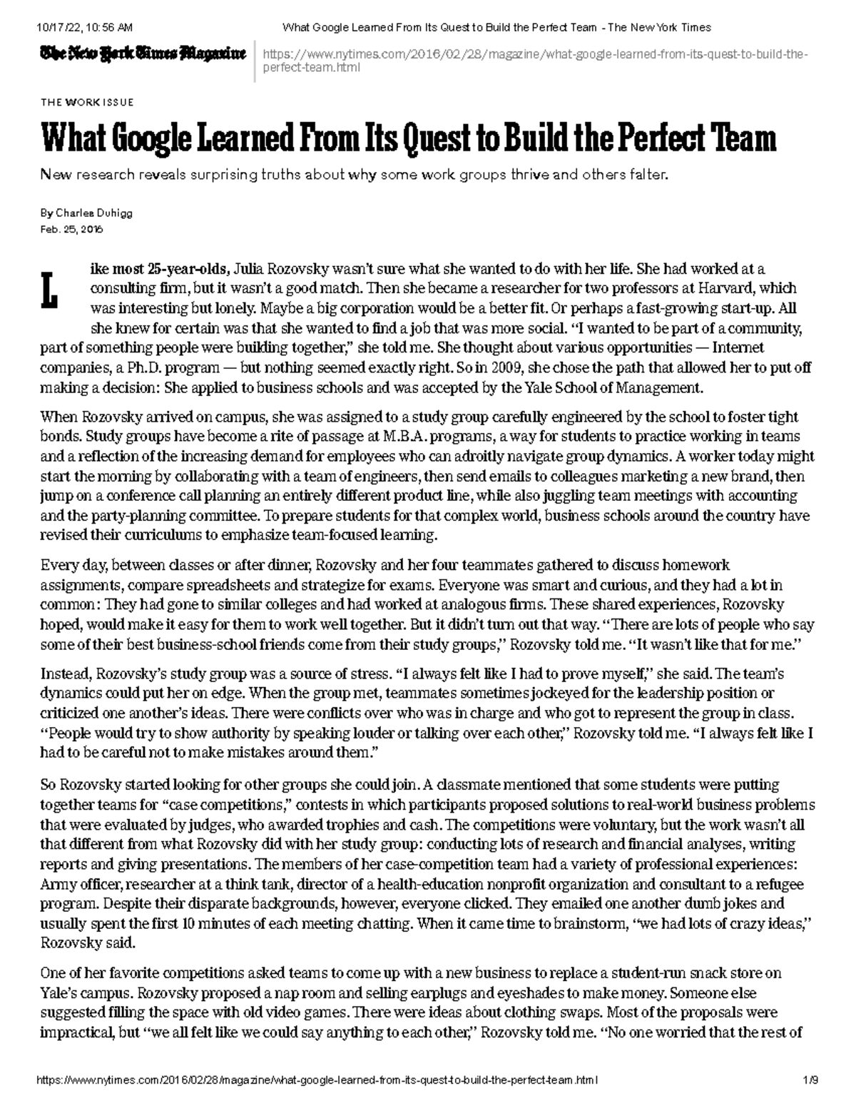 What Google Learned From Its Quest to Build the Perfect Team - The New ...